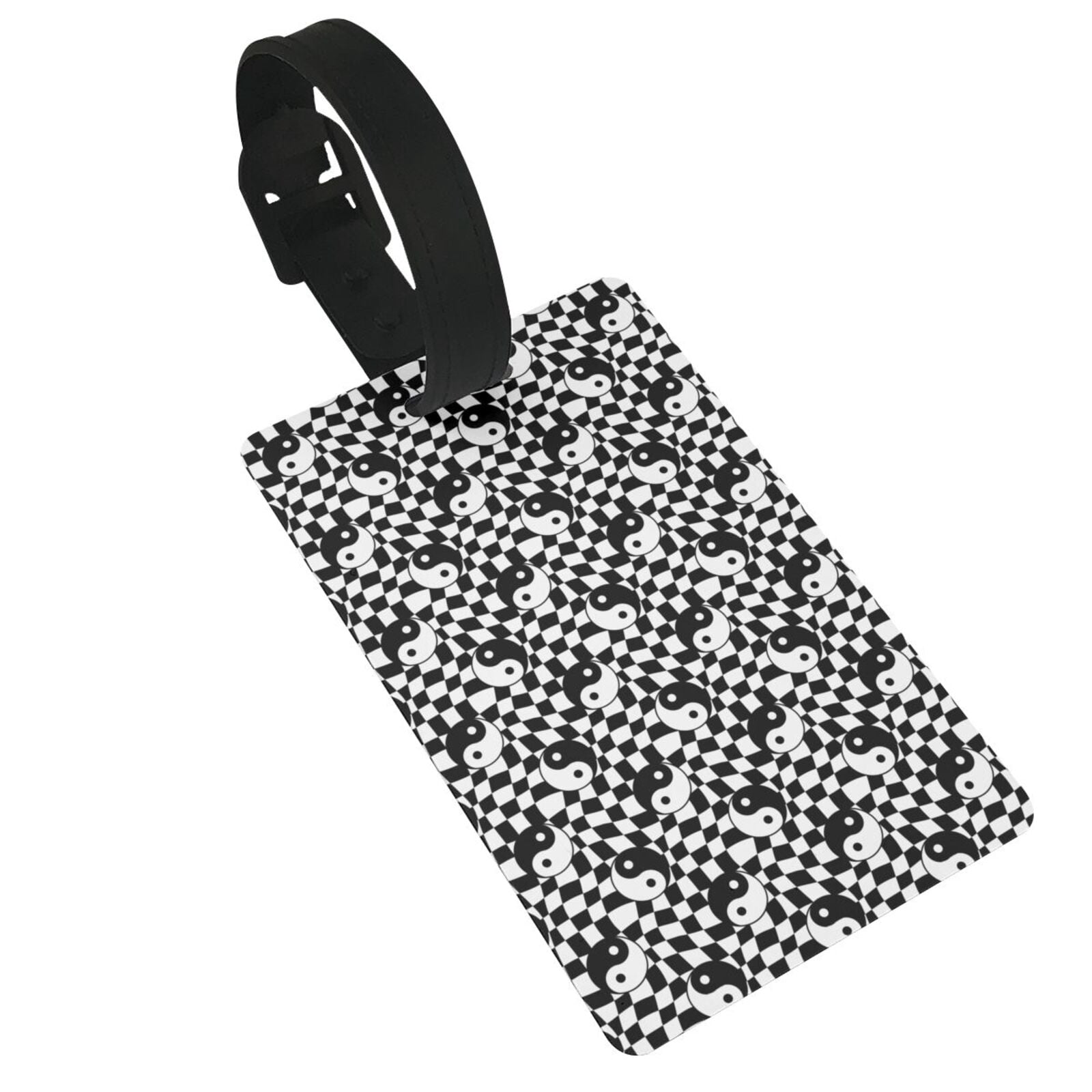 Sikiie Ying Yang Checkered Luggage Tags Privacy Cover ID Label Suitcase ...