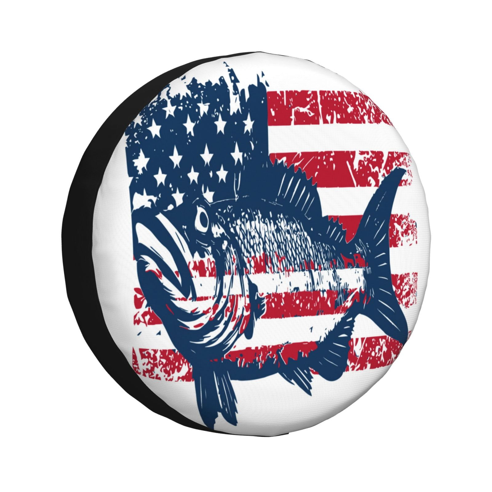 Sikiie bass fish with the USA flag Print PVC Leather Spare Tire Wheel ...