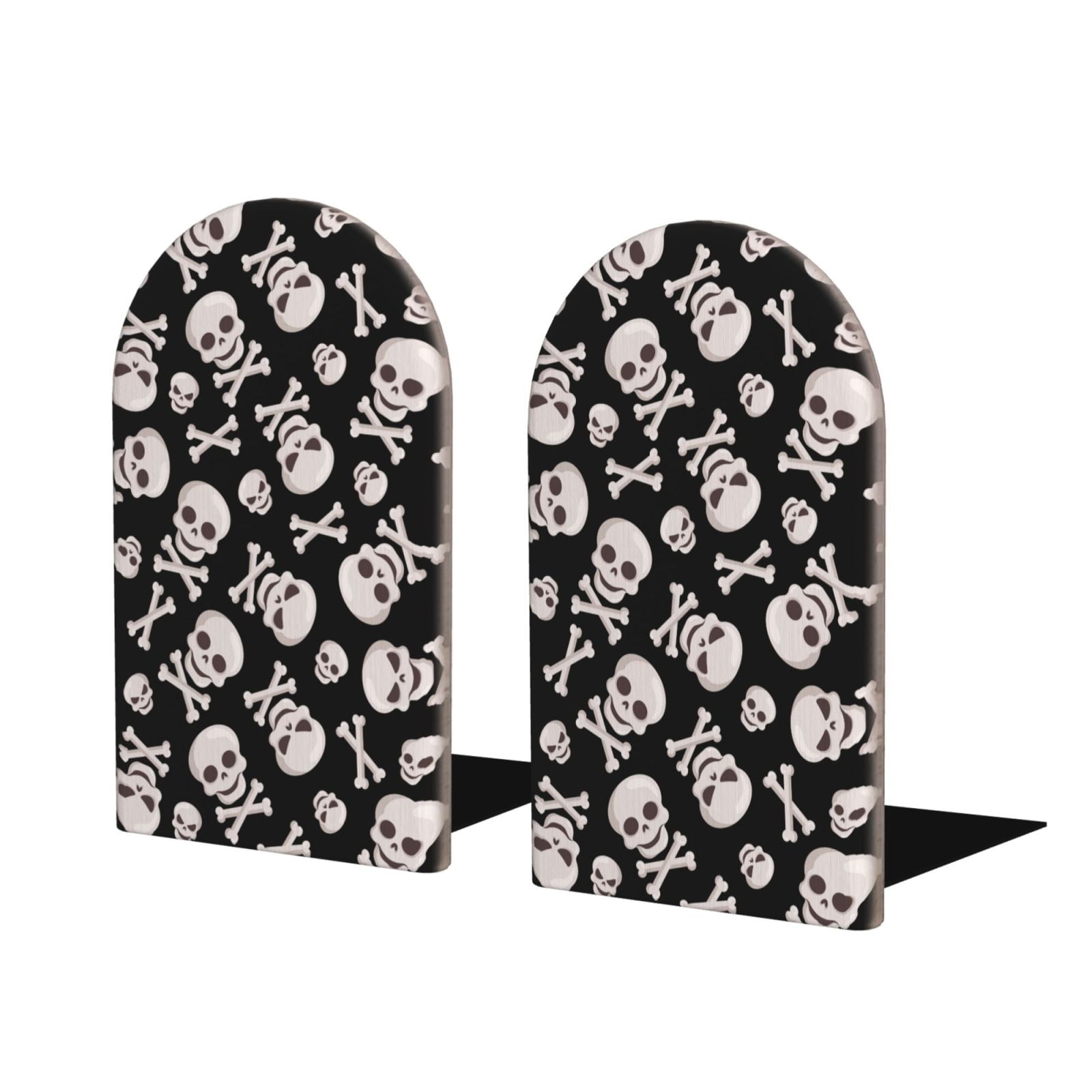 Sikiie black white Skull bone Bookends 1 Pair, Wood Bookends for ...