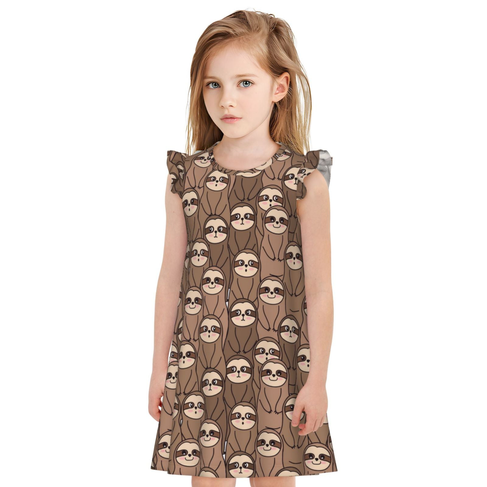 Sikiie brown sloth family Print Girls Nightgowns, Girls Pajamas, Short ...