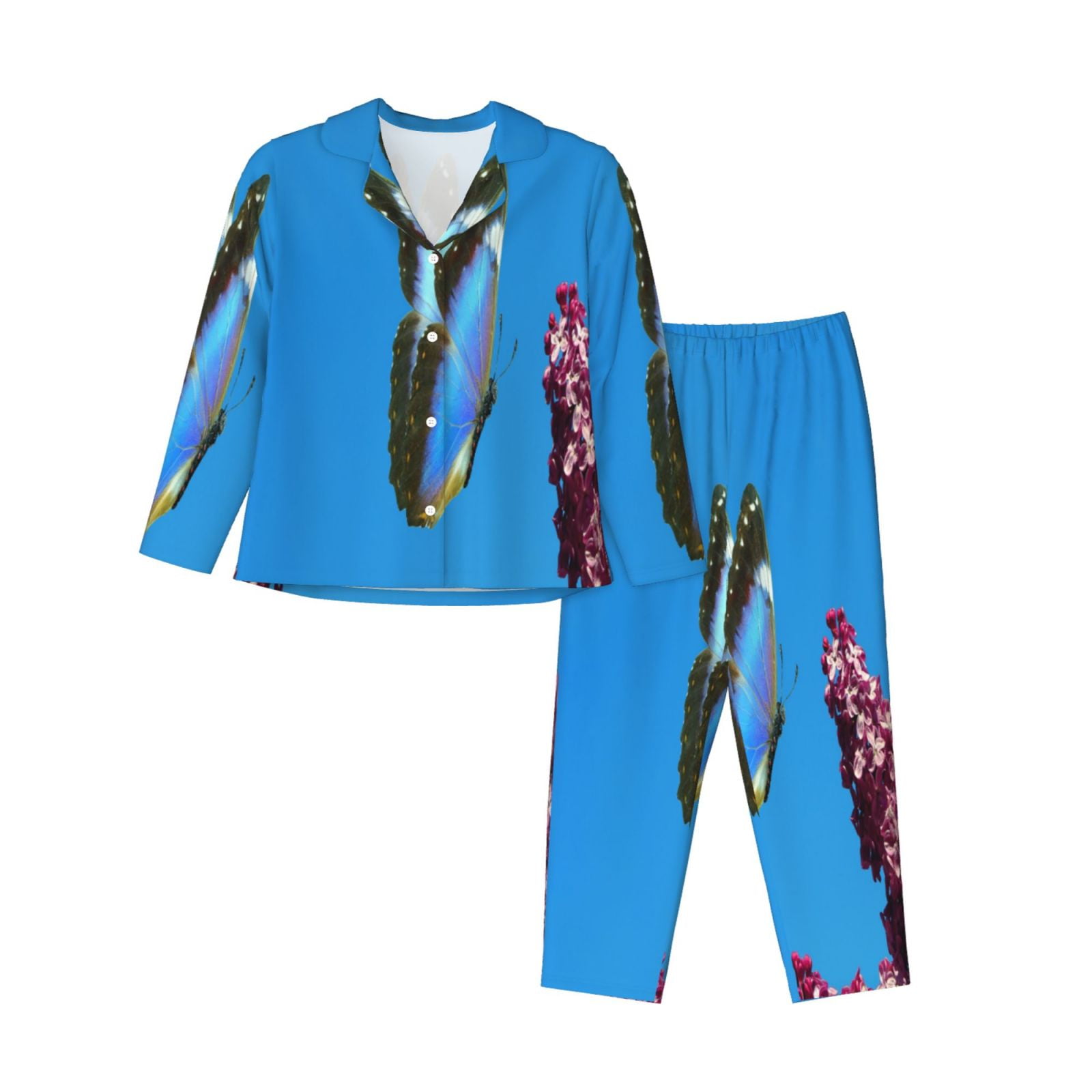 Sikiie butterfly and purple lilac flowers Print Pajamas for Women Set ...