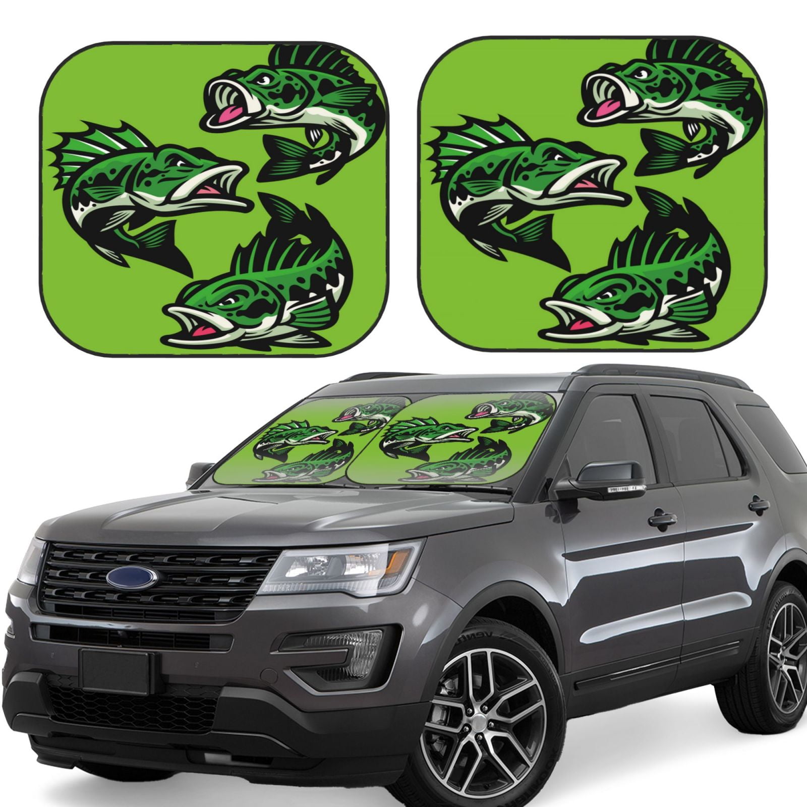 Sikiie cartoon largemouth bass fish Print Foldable Car Windshield Sun ...