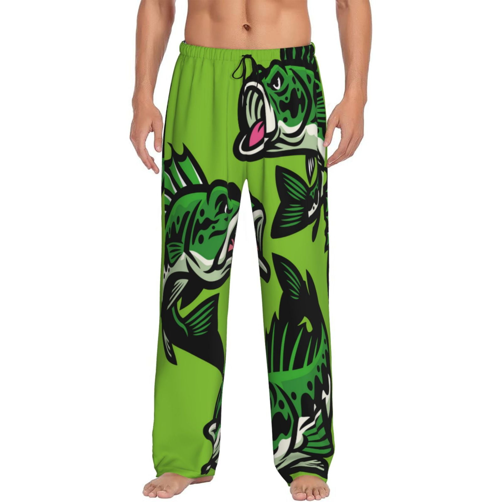 Sikiie cartoon largemouth bass fish Print Pajama Pants Men, PJ Bottoms ...