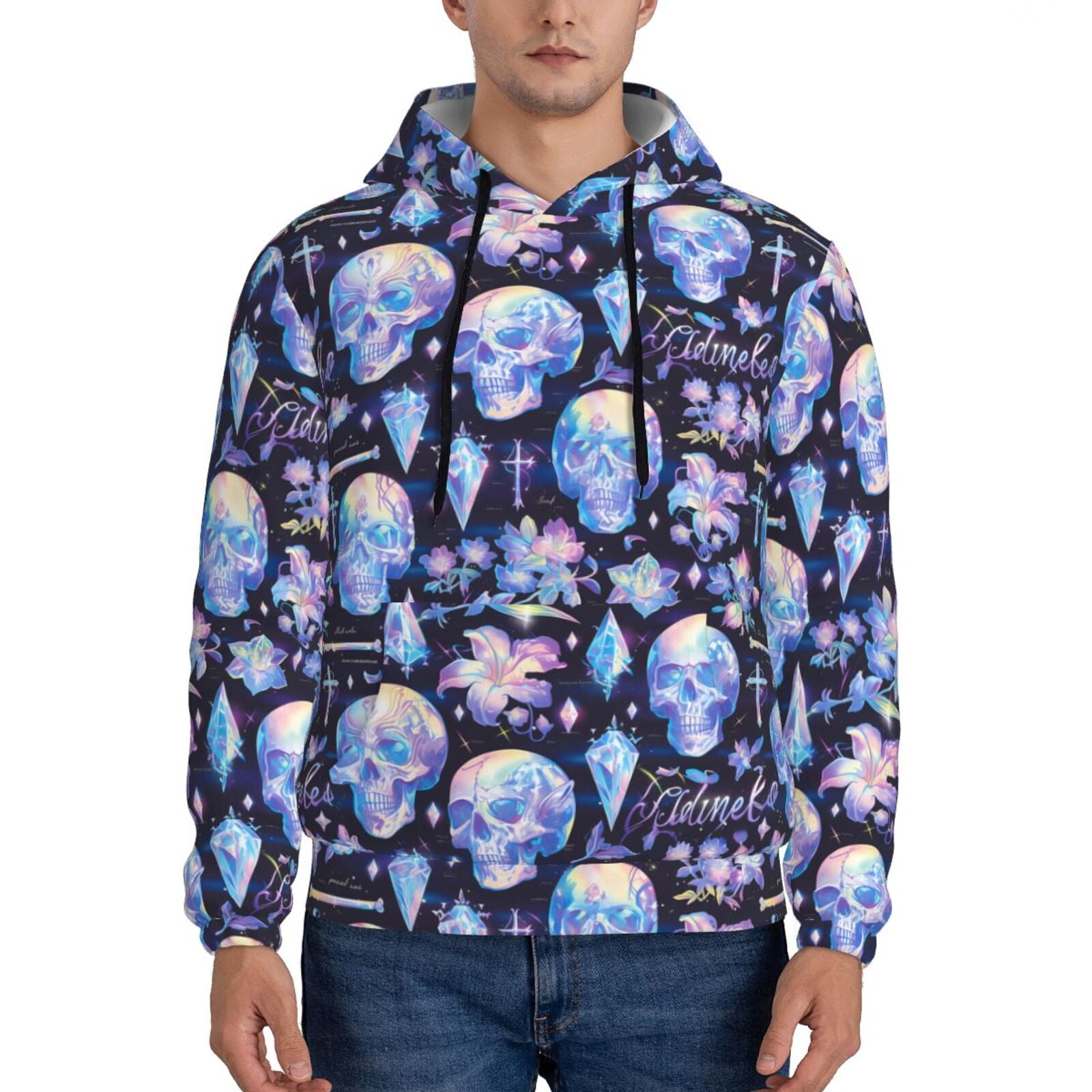Sikiie crystal cool Skull flower Men's Hoodie, Essentials Hoodie ...