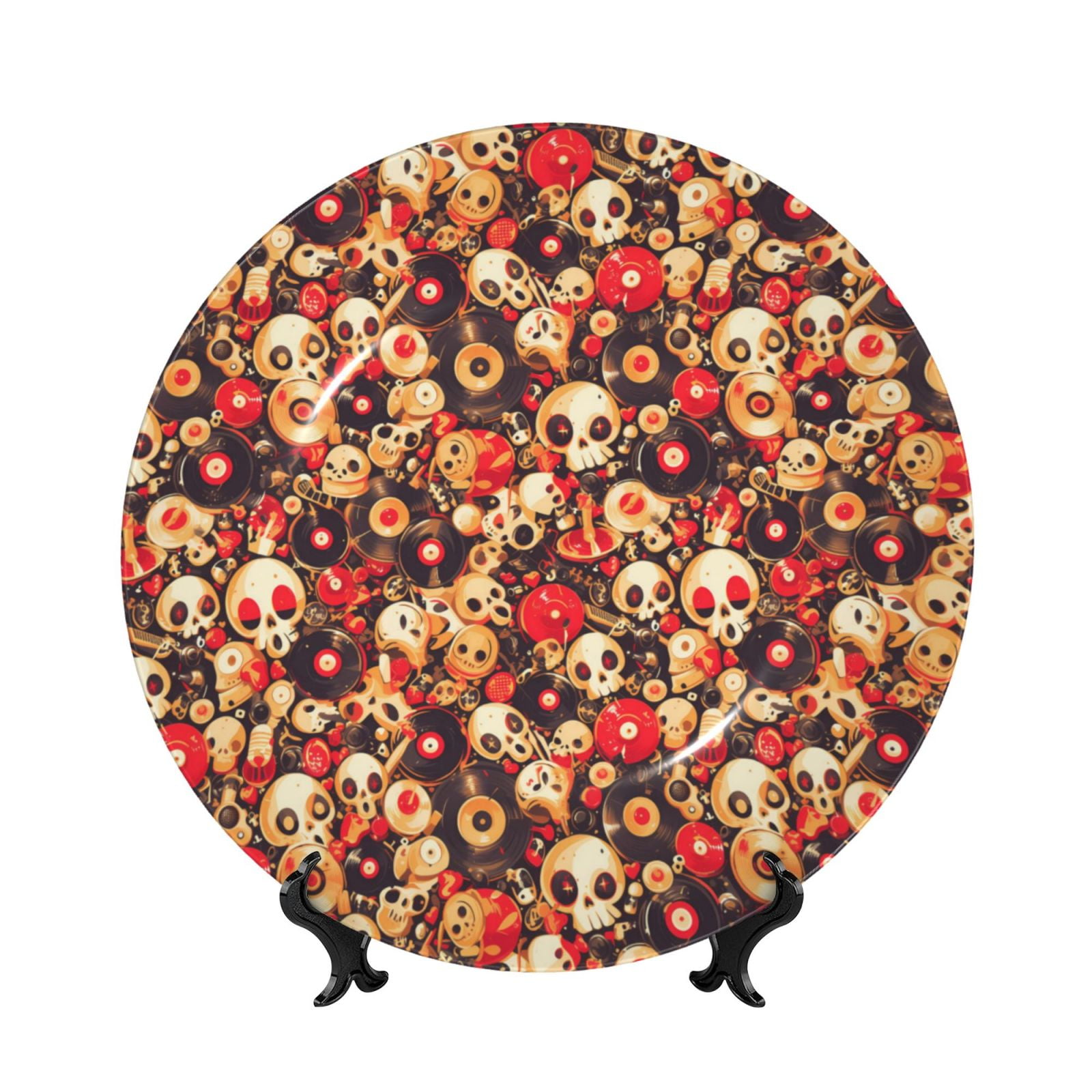 Sikiie cute record music Skull Bone China Decorative Plate Personality ...