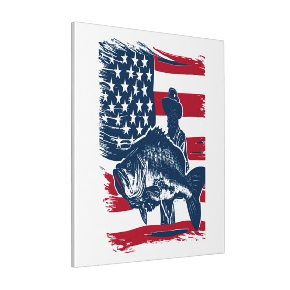 Sikiie fisherman fishing with USA flag Print Canvas Decorative Hanging ...