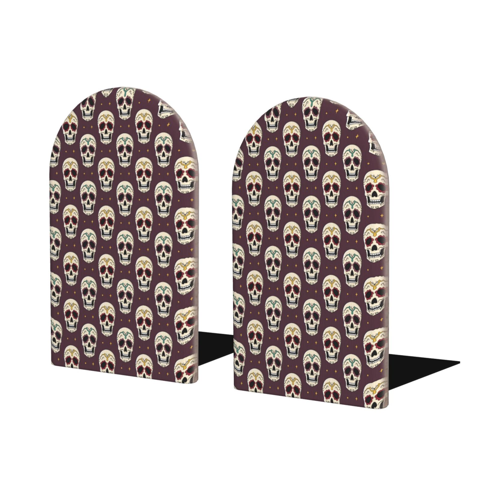 Sikiie funny Skull star Bookends 1 Pair, Wood Bookends for Shelves ...