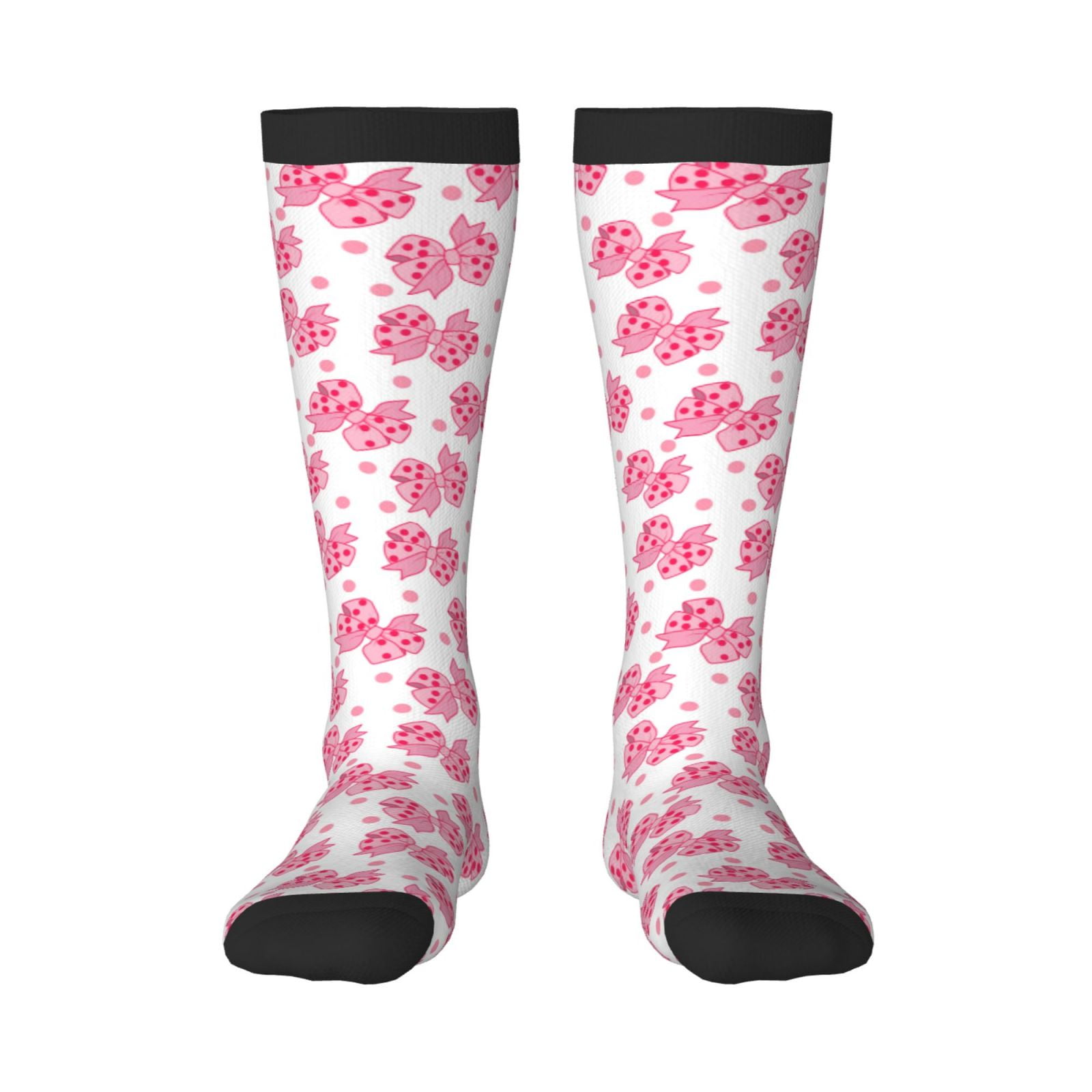 Sikiie pink polka dot bows Knee Socks, High Socks Long Stretchy Sock ...