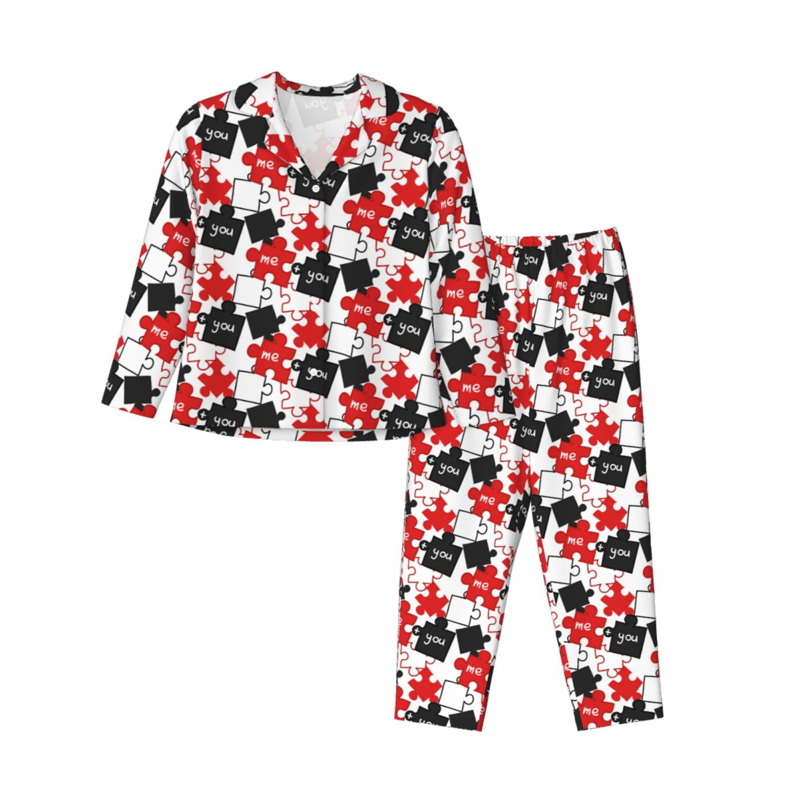 Sikiie puzzle elements with the words me you Pajamas Set Long Sleeve ...