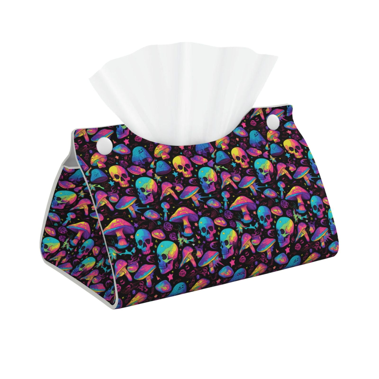 Sikiie rainbow color Skull mushroom Leather Tissue Box Cover Rectangle ...