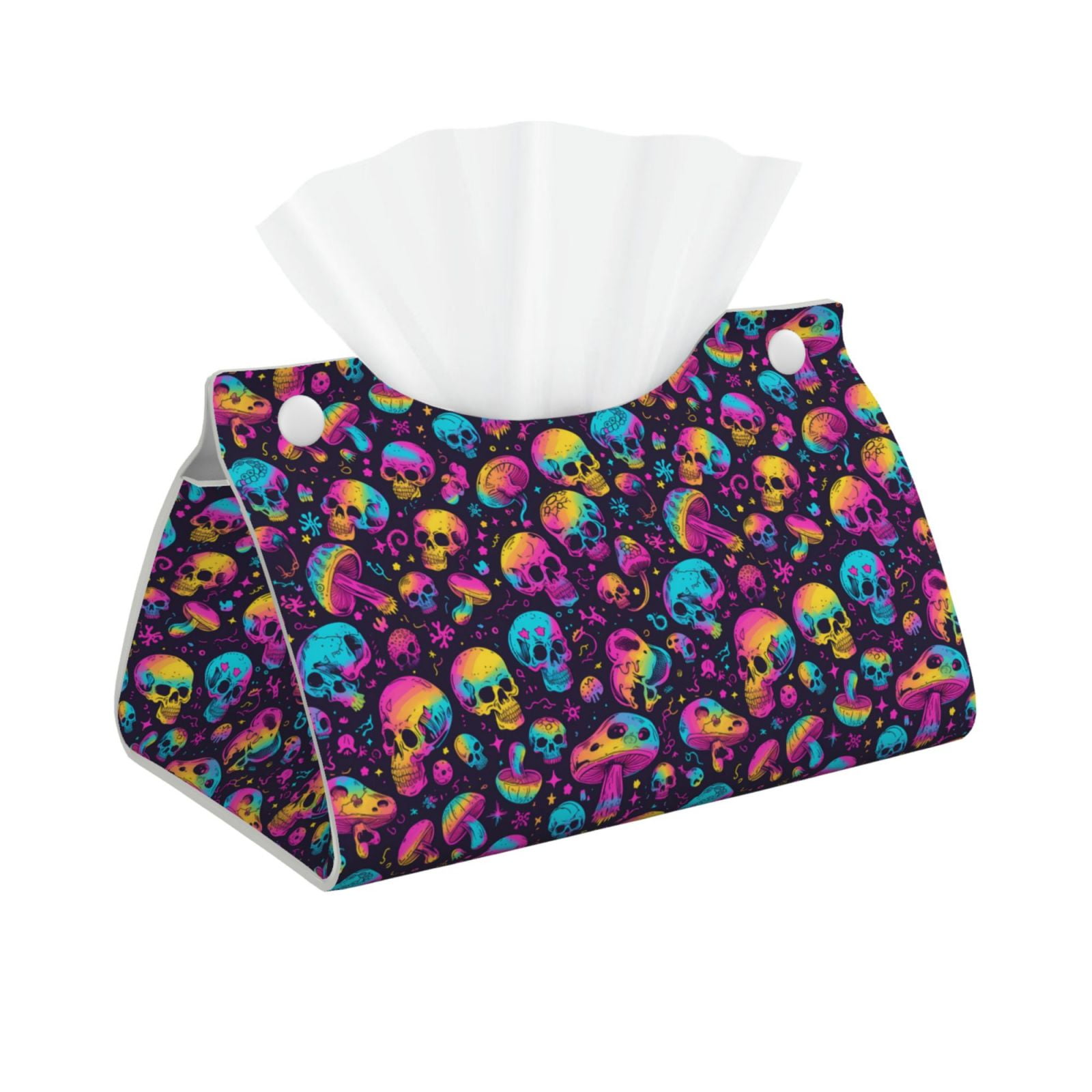 Sikiie rainbow color mushroom Skull Leather Tissue Box Cover Rectangle ...