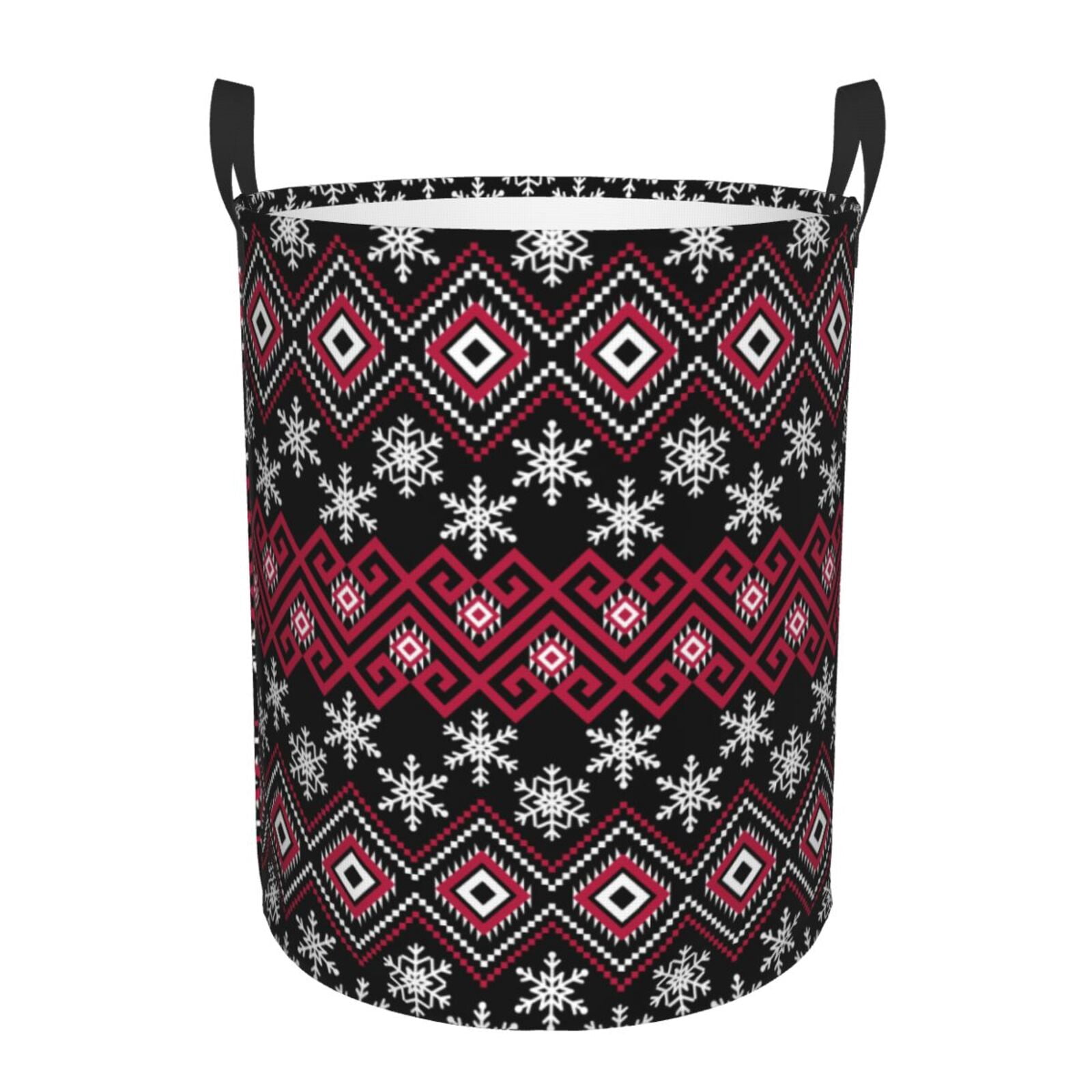 Sikiie red Minimalist Snowflake Print Round Dirty Clothes Basket ...
