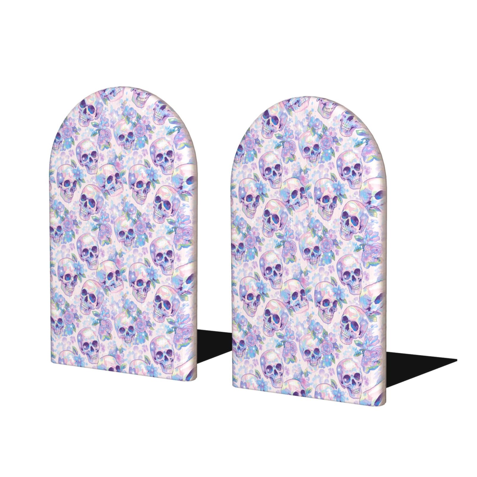 Sikiie white Skull crystal flower Bookends 1 Pair, Wood Bookends for ...
