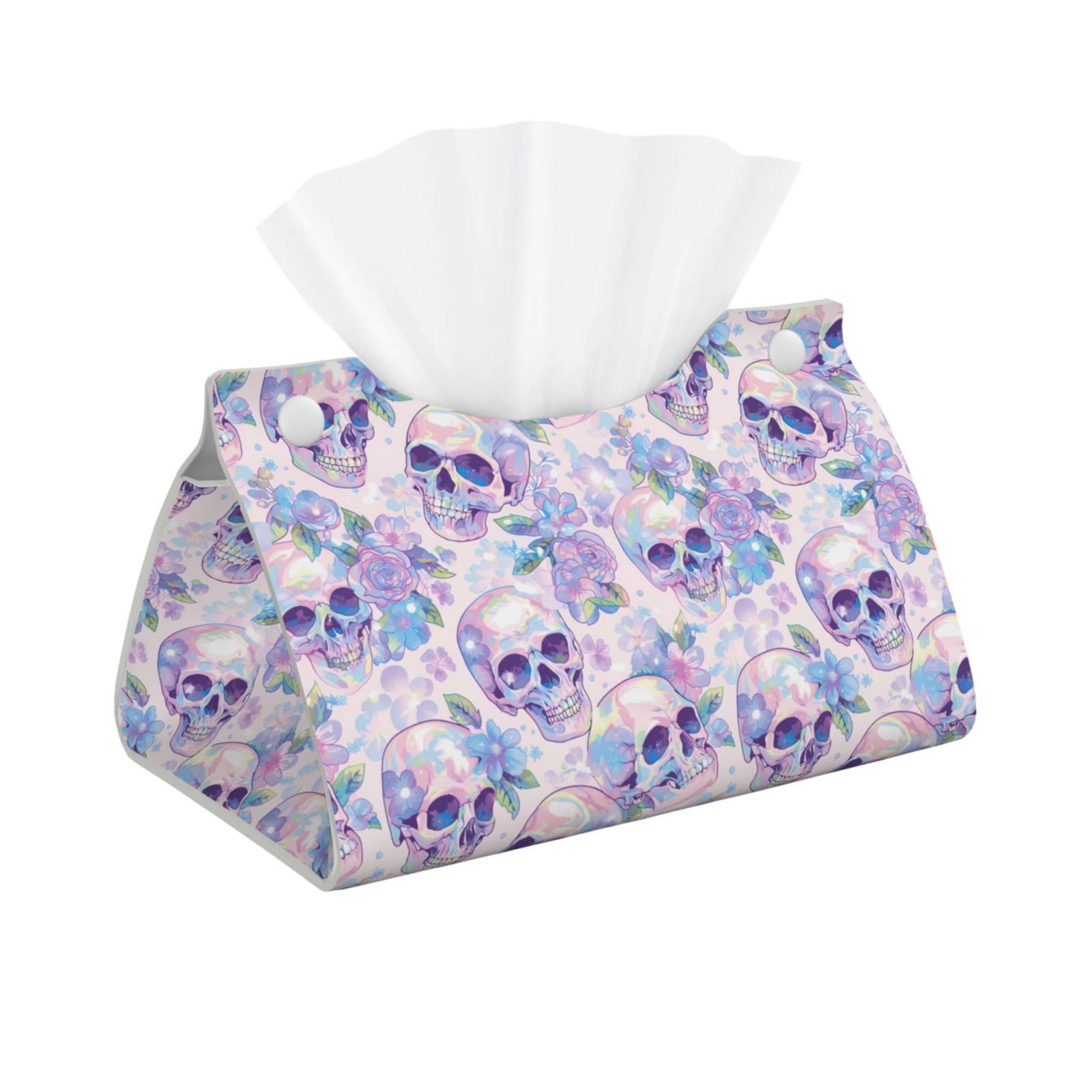 Sikiie white Skull crystal flower Leather Tissue Box Cover Rectangle ...