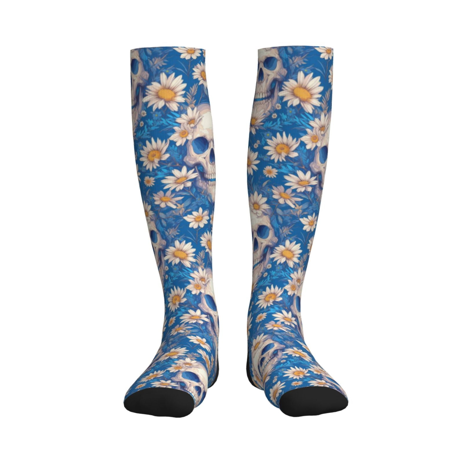 Sikiie white Skull daisy in water 1 Pairs Compression Socks for Men and ...