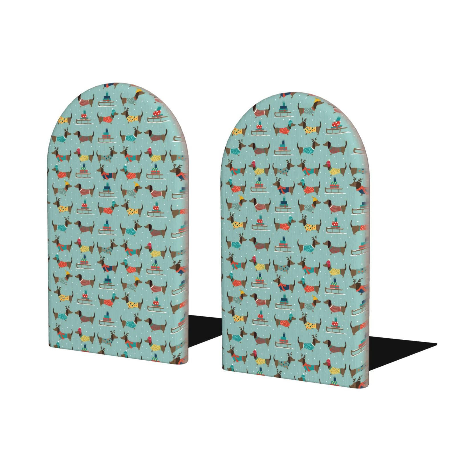 Sikiie winter ski Dachshund Bookends 1 Pair, Wood Bookends for Shelves ...