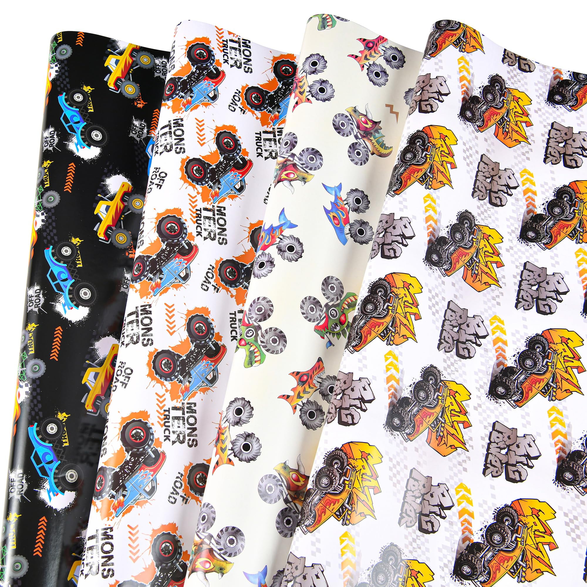 Sikiweiter Monster Truck Wrapping Paper - Birthday Wrapping Paper for ...