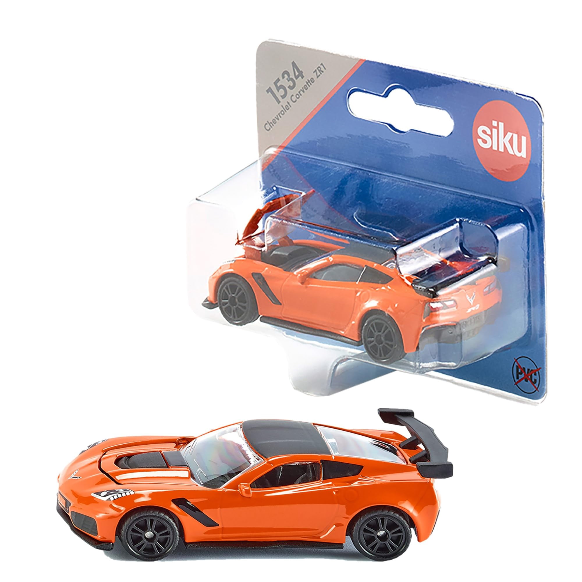 siku 1534, Chevrolet Corvette ZR1, Orange/Black, Opening Bonnet, Toy ...