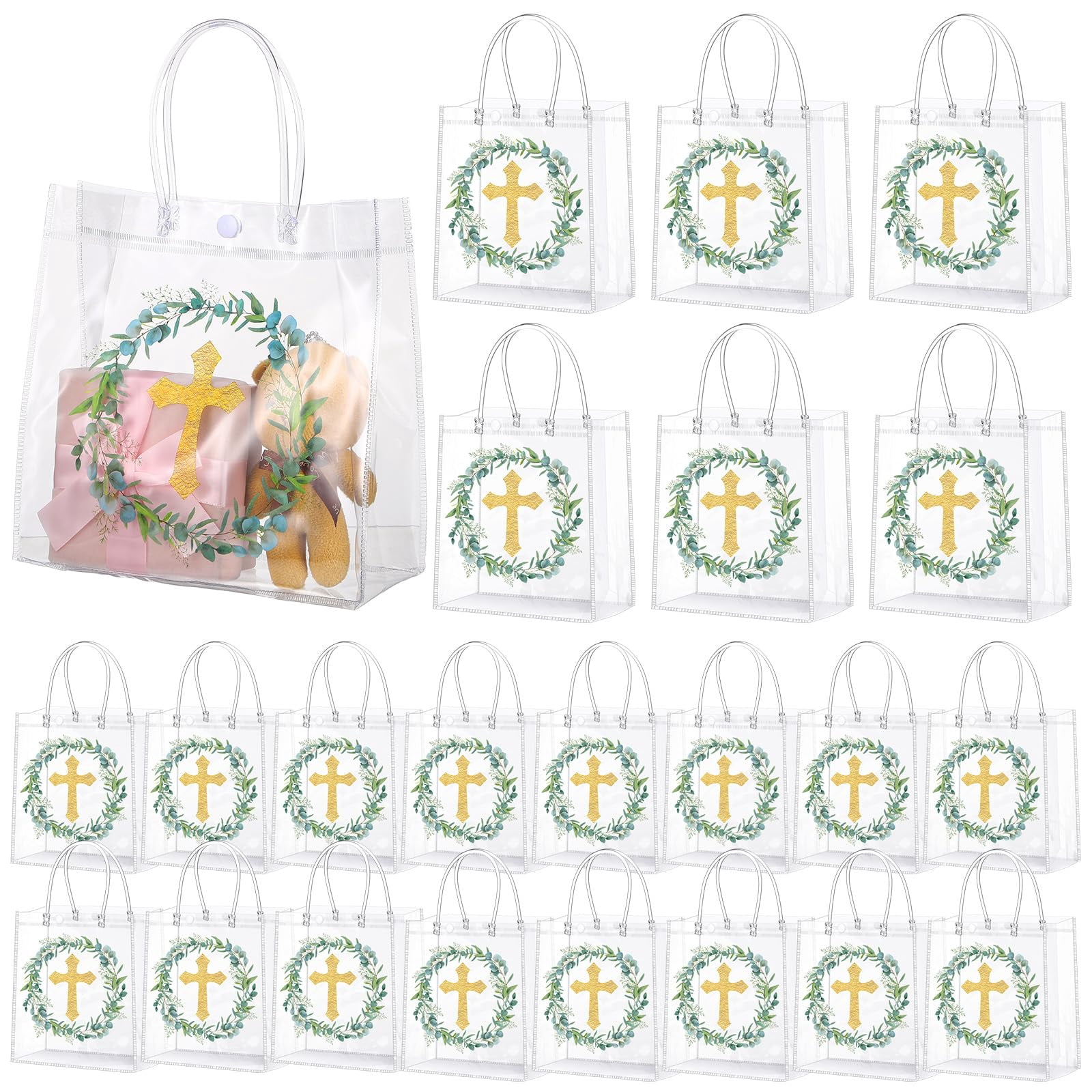 SilTriangle 20 Pieces Baptism IFF17 Cross Party Gift with Handles 8x8x3 ...
