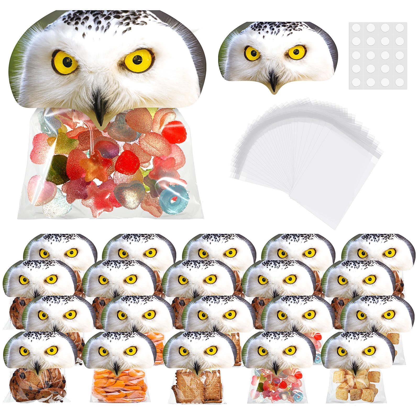 SilTriangle 48 SetsITSC Owl Party Cellophane Treat Bags with Owl ...