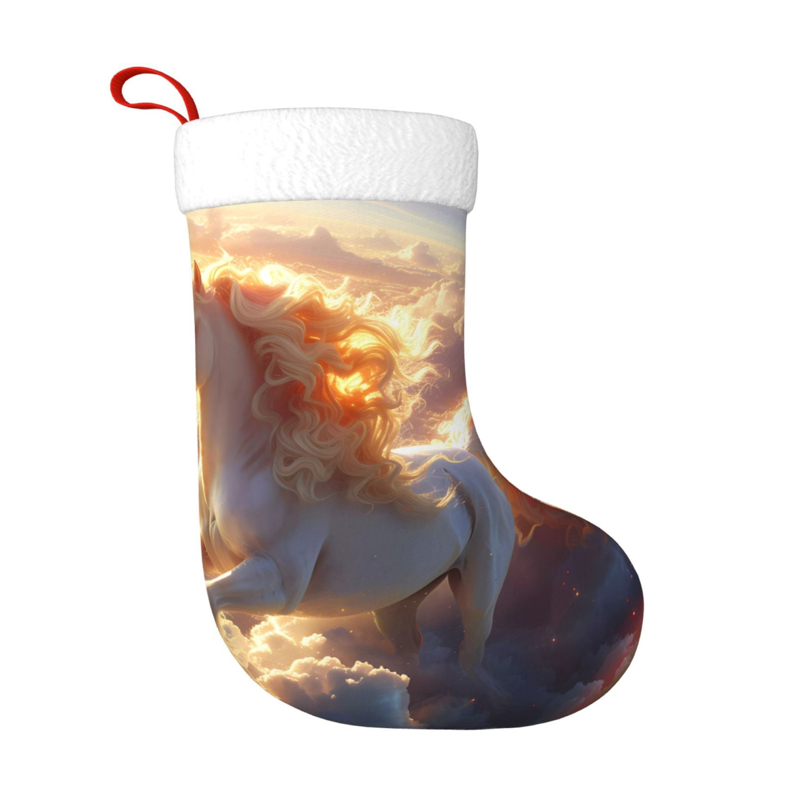 Silaia Rainbow Cloud White Horse Christmas Stockings,Plush Christmas ...