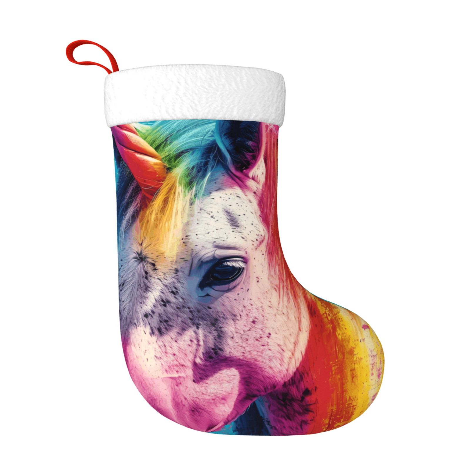 Silaia Watercolor White Horse Christmas Stockings,Plush Christmas ...
