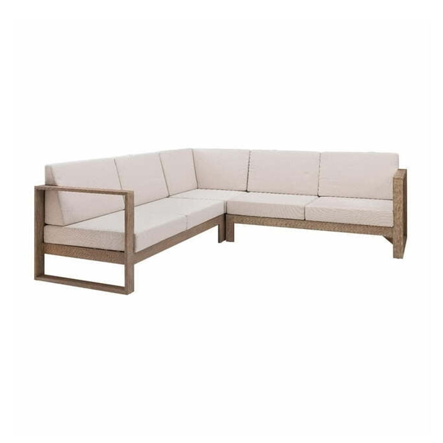 Linon Silas Wooden Modern Exterior Sofa Set- Beige Patio Sectional Couch - Walmart.com