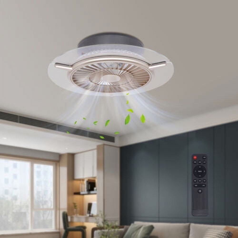 Silence Ceiling Fan Dimmable LED Light Remote Control Flush Mount Lamp ...