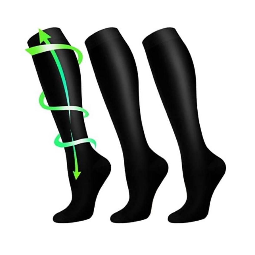 Silensys 3 Pairs Compression Socks, Black, for Running, Cycling, Travel ...