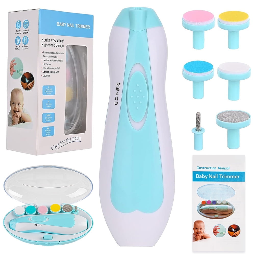 Silensys Electric Baby Nail File with 6 in 1 Grooming Kit, Soft LED ...