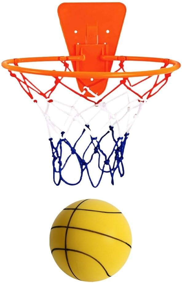 Silent Basketball and Hoop Set, Indoor Basketball Hoop for Kids and ...