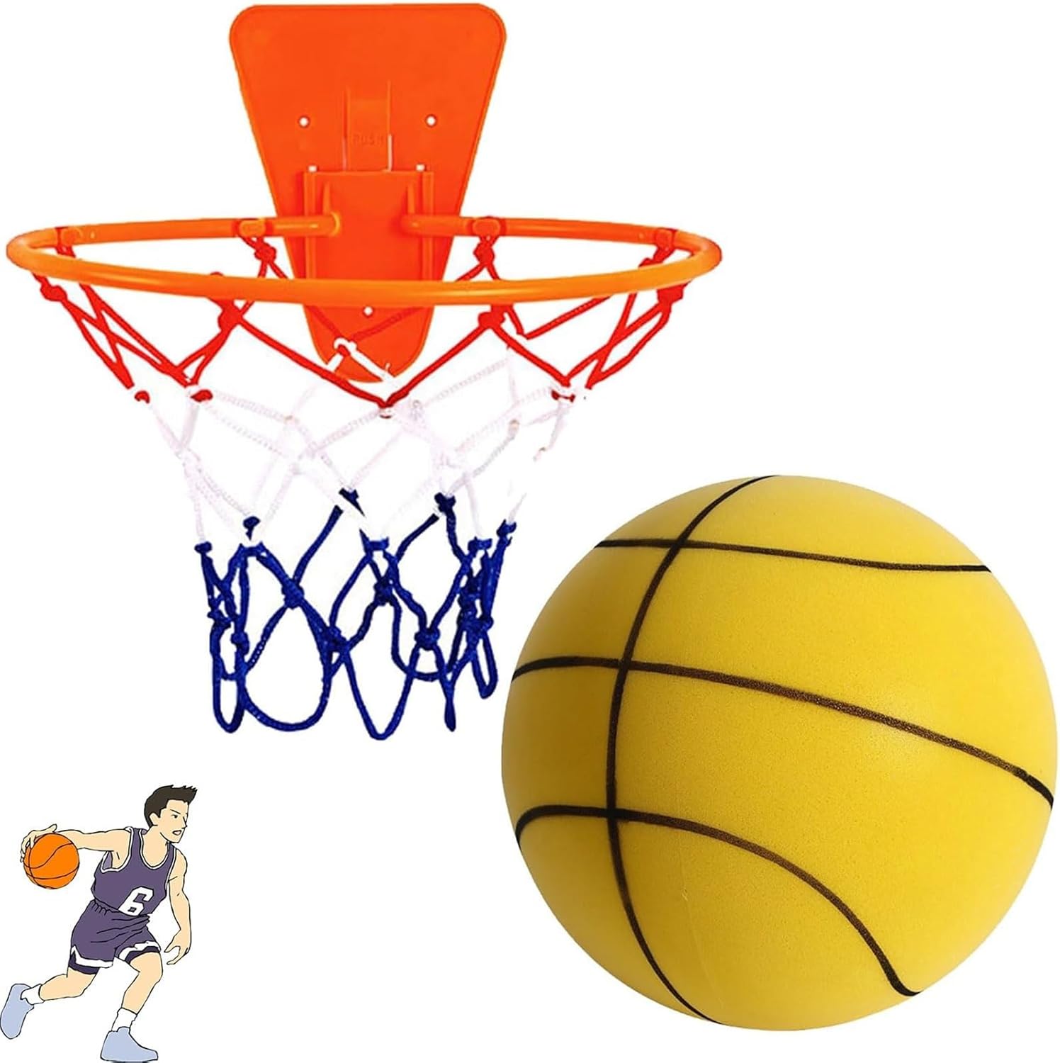 Silent Basketball and Hoop Set, Silent Basketball Dribbling Indoor ...