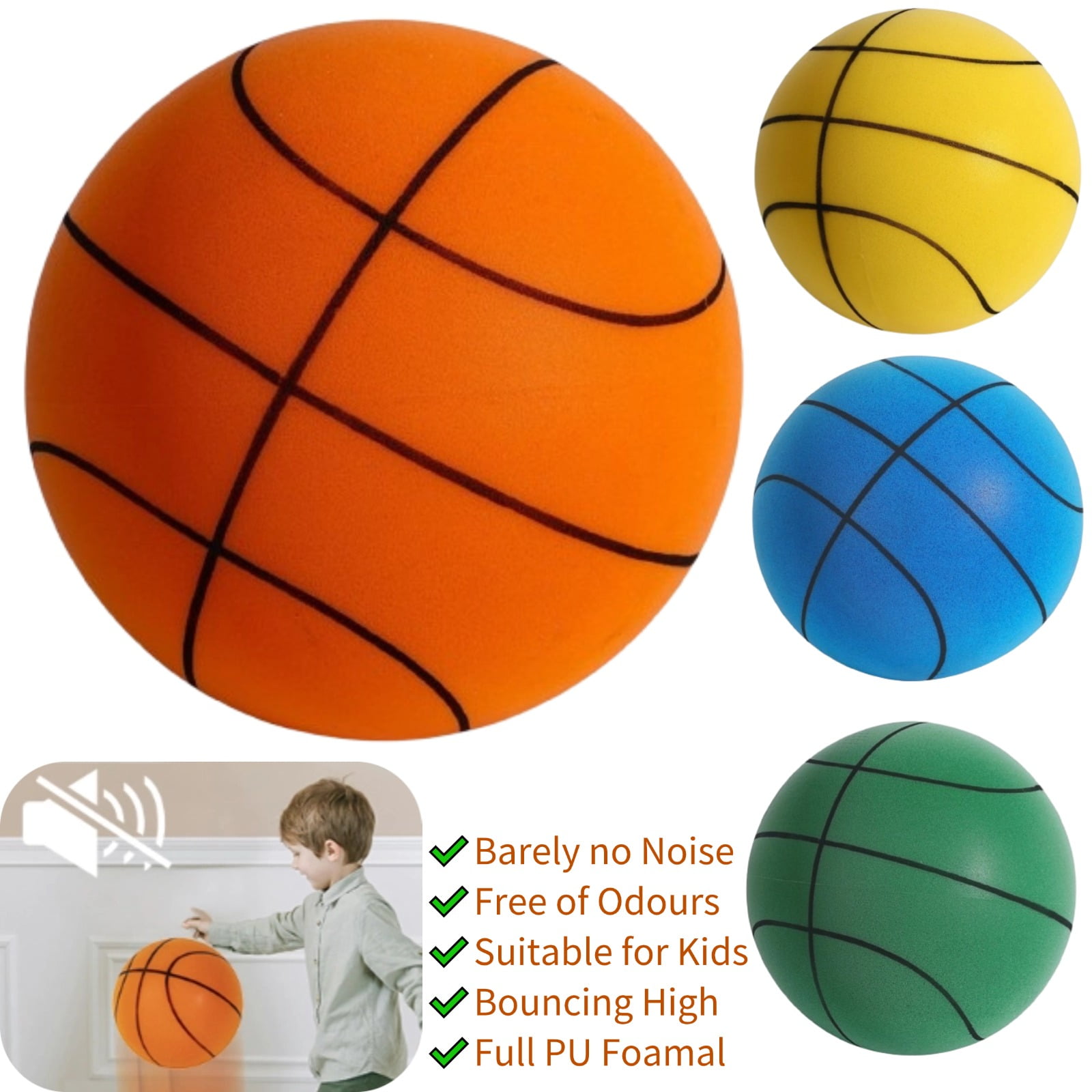 Silent Basketball No Noise, Uncoated High-Density Foam Quiet Basketball ...