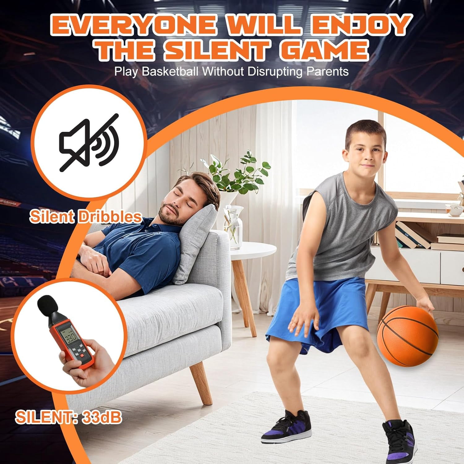 Silent Basketball Size (29.5") – Grooved Airless Foam Indoor Basketball ...