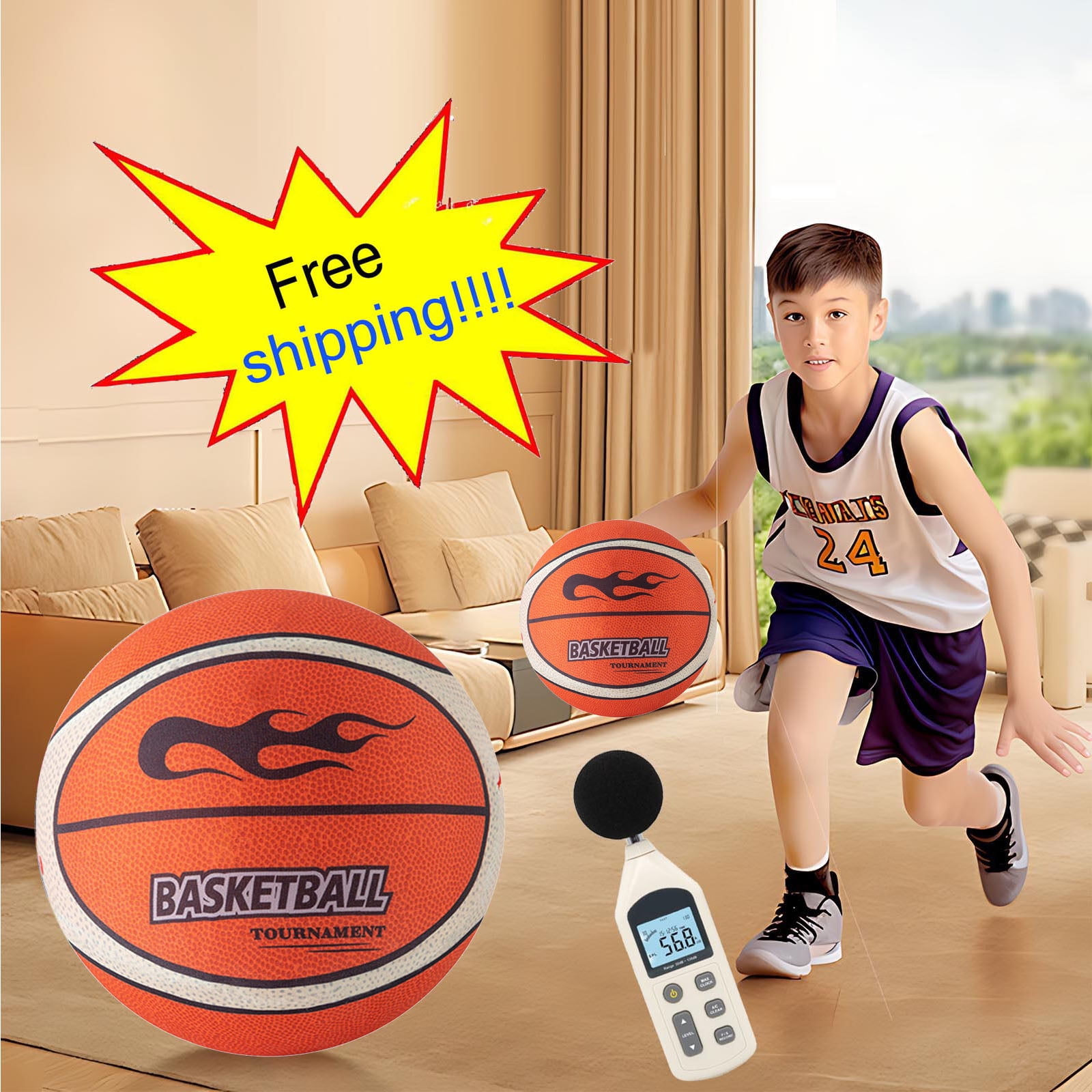 Silent Basketball, Size 5 (25.5") Mute Basketball Soft Foam Indoor ...