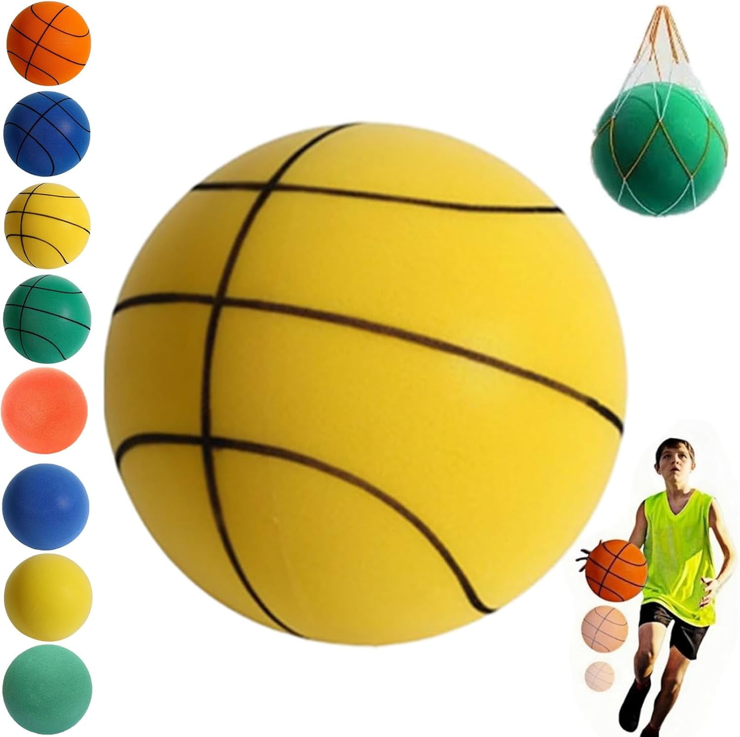 Silent Basketball and Hoop Set, Indoor Wall Mounted Silent Basketball ...