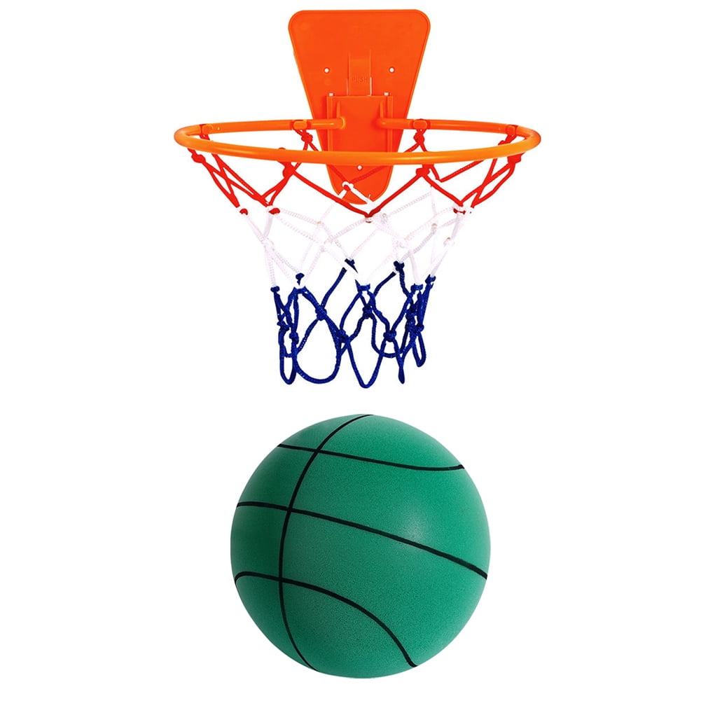 Silent Basketball with Basket for Youth, High Density Foam Ball Quiet ...
