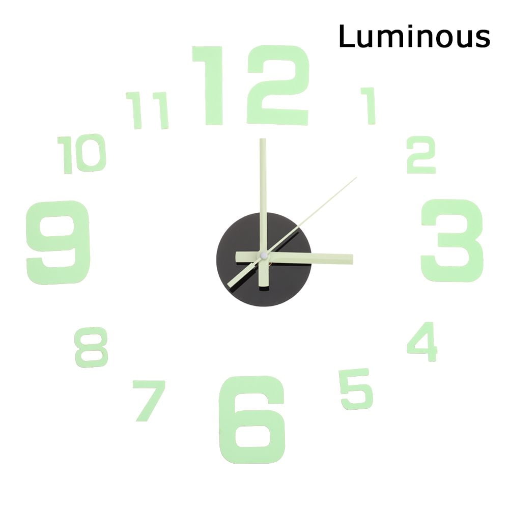 Silent DIY Frameless Luminous Wall Decor 3D Digital Clock Wall Clock ...