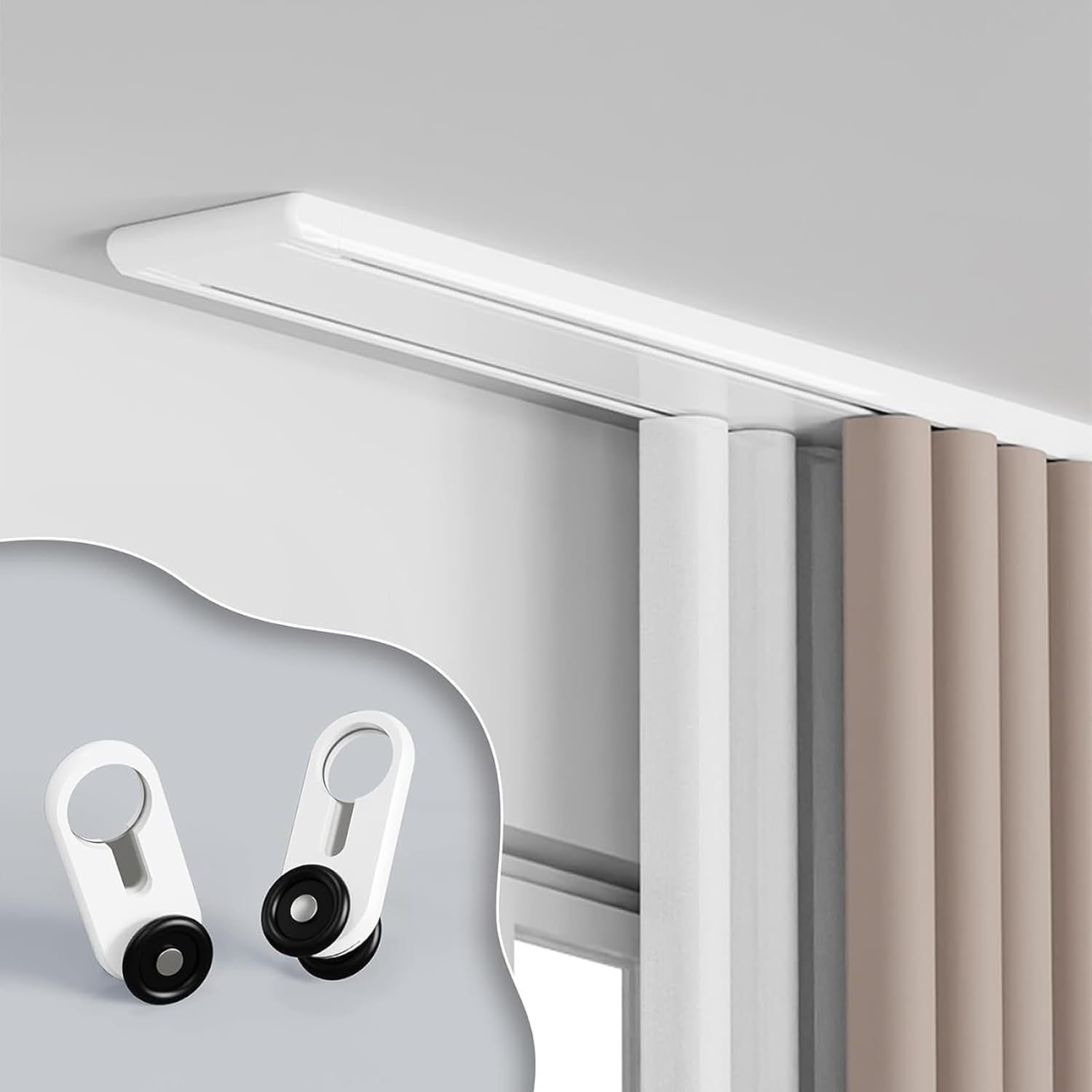 Silent Double Row Curtain Track, Heavy Duty Drop Ceiling Curtain Track ...