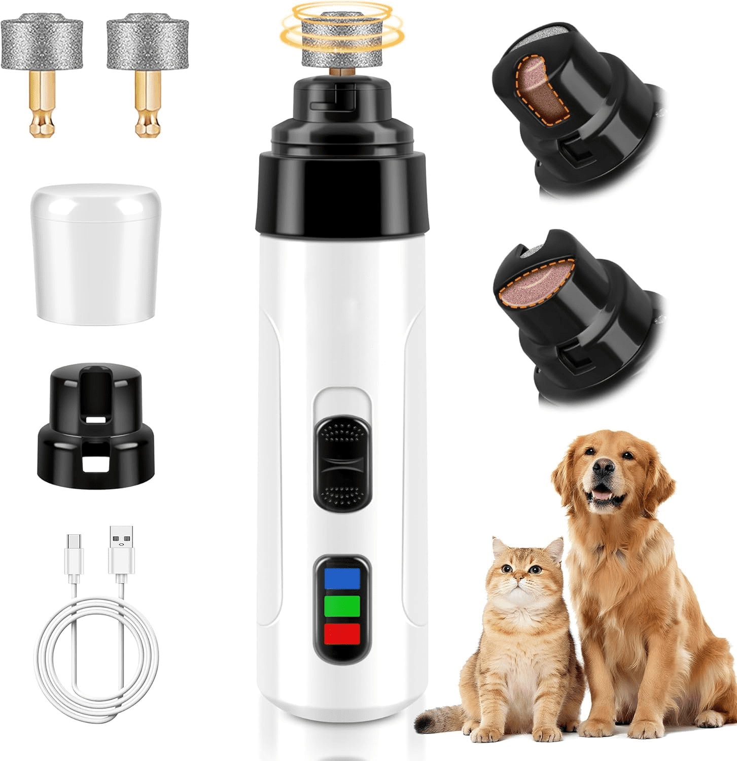 Silent Groom Pro Nail Grinder for Dogs & Cats - USB Rechargeable Pet ...