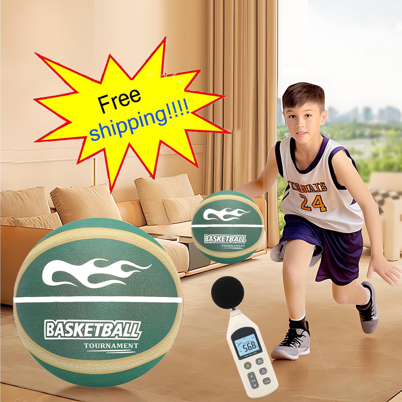 Silent Indoor Basketball, Size 7(29.5") New Dribble Dream Silent ...