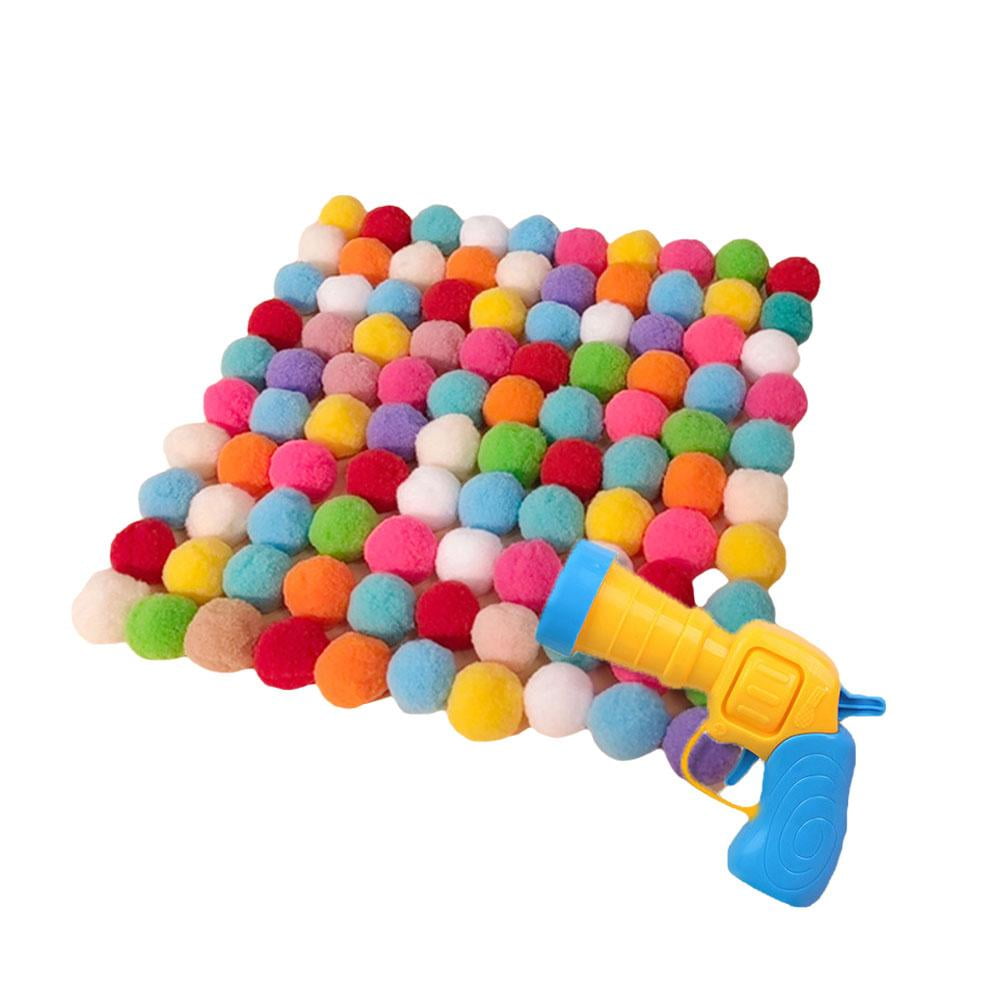 Silent Interactive Plush Ball Gun Cat Toy Launcher with Pom Pom Balls ...