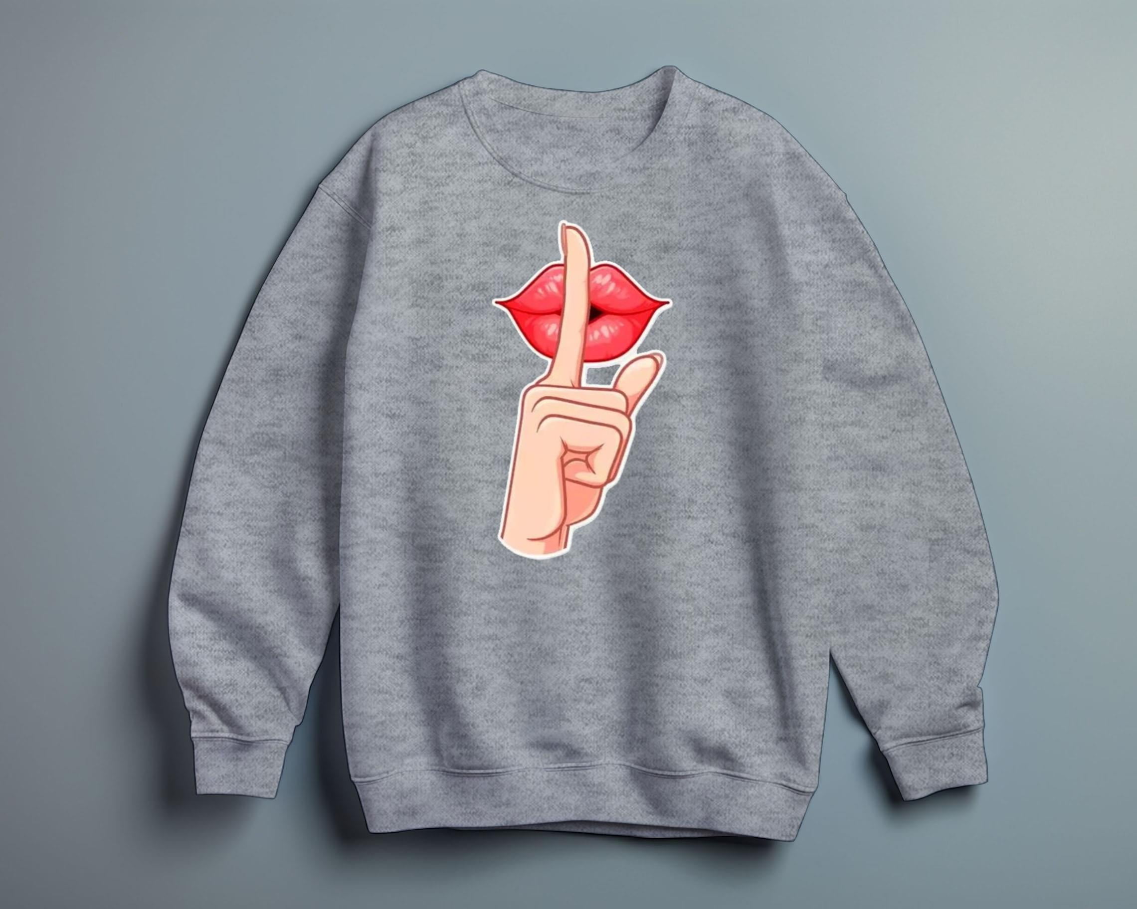 Silent Lips Gesture Shirt, Shhh Hand Sign Graphic Tee, Minimalist Pop ...