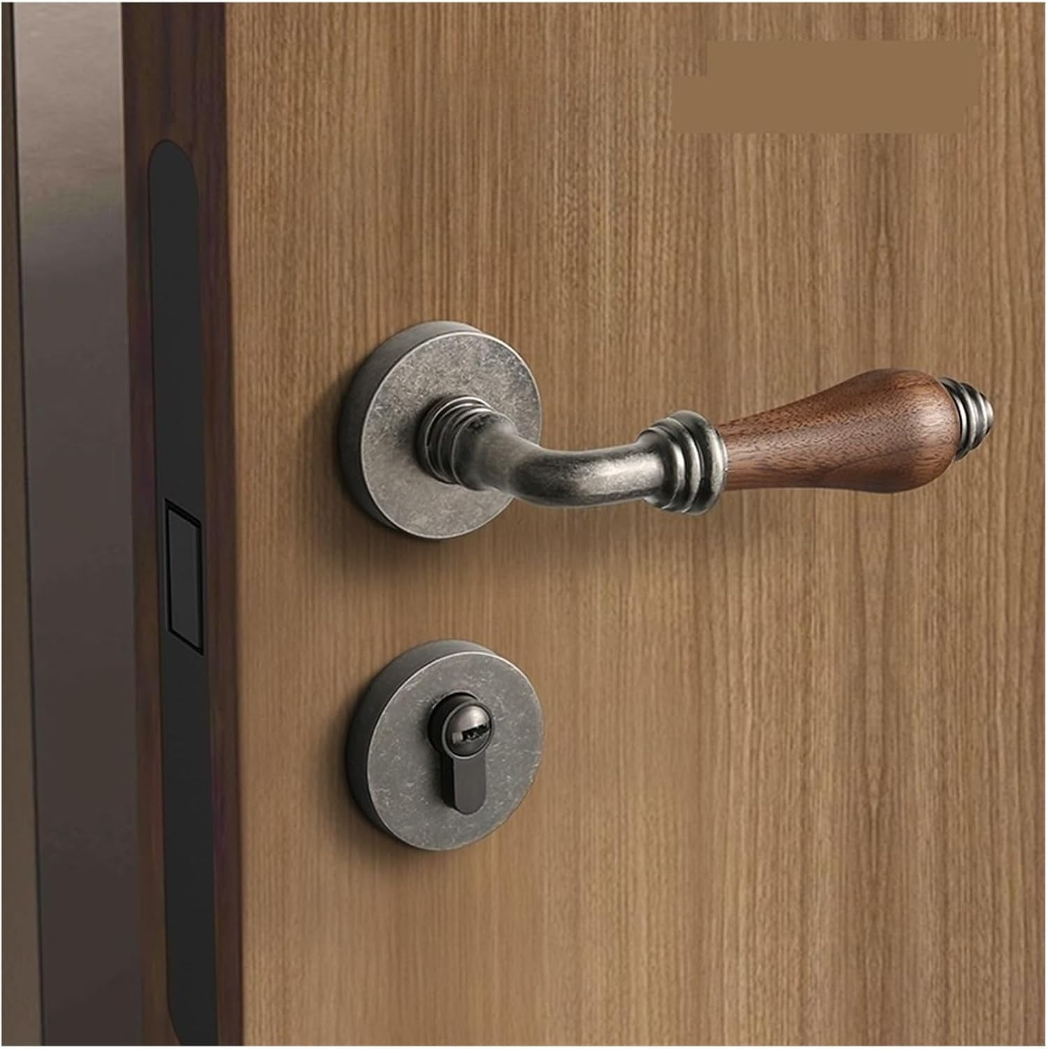 Silent Magnetic Bedroom Door Lock Indoor Black Walnut Door Lock Handle ...