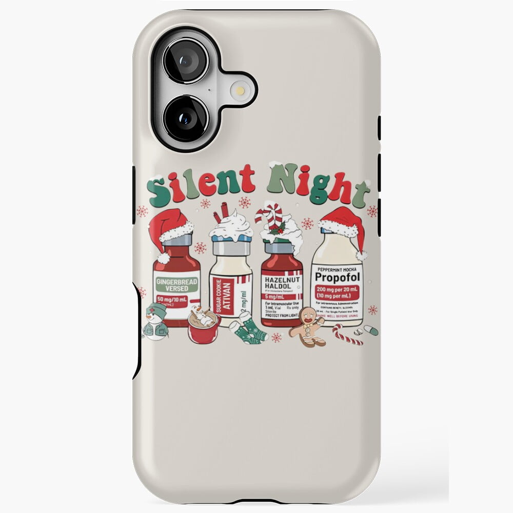 Silent Night Parody Nurse ICU Holiday Humor iPhone 17 11 12 13 14 15 16 ...
