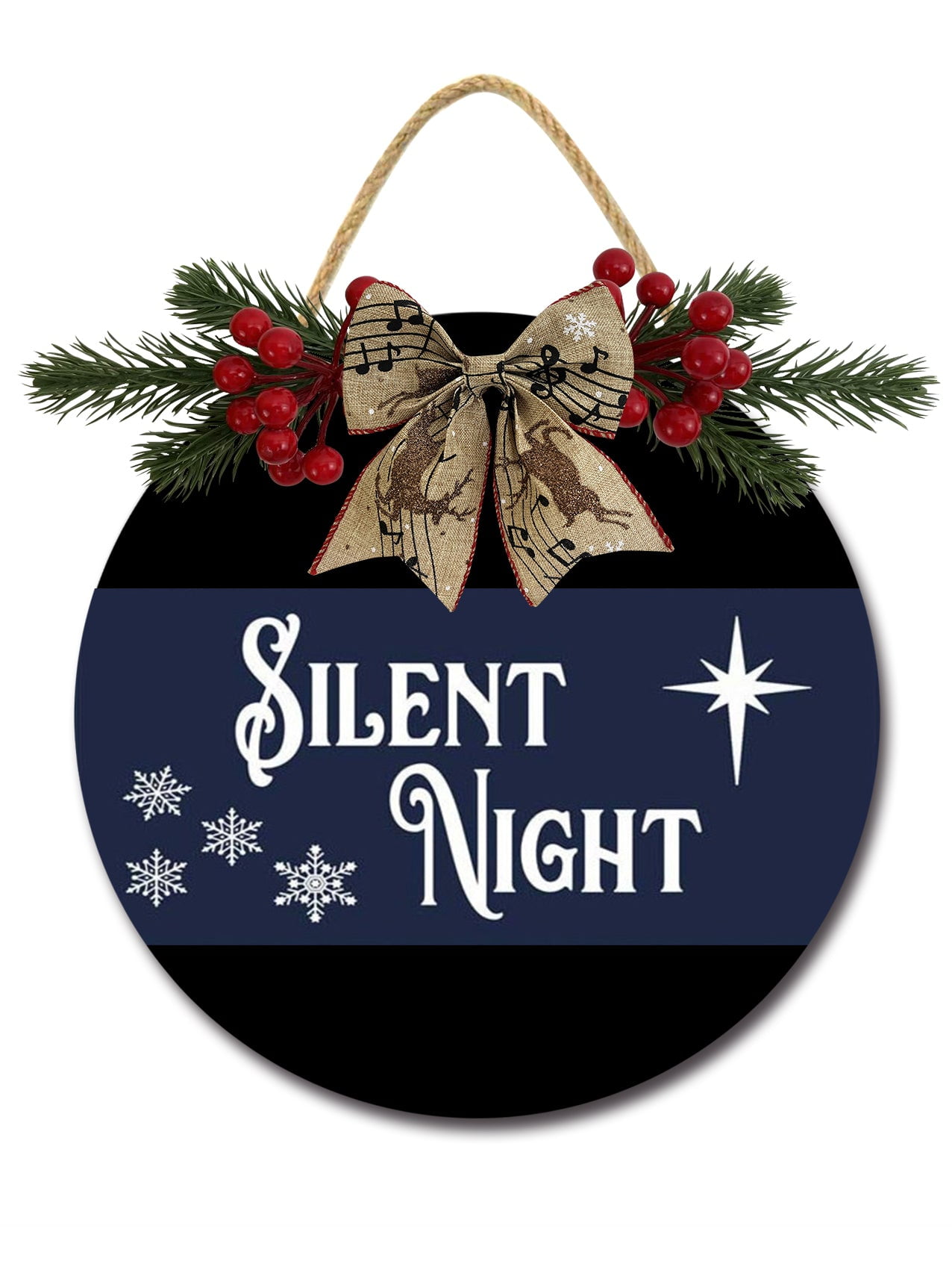 Silent Night Sign Farmhouse Wood Sign Front Porch Decor Rustic Wooden ...