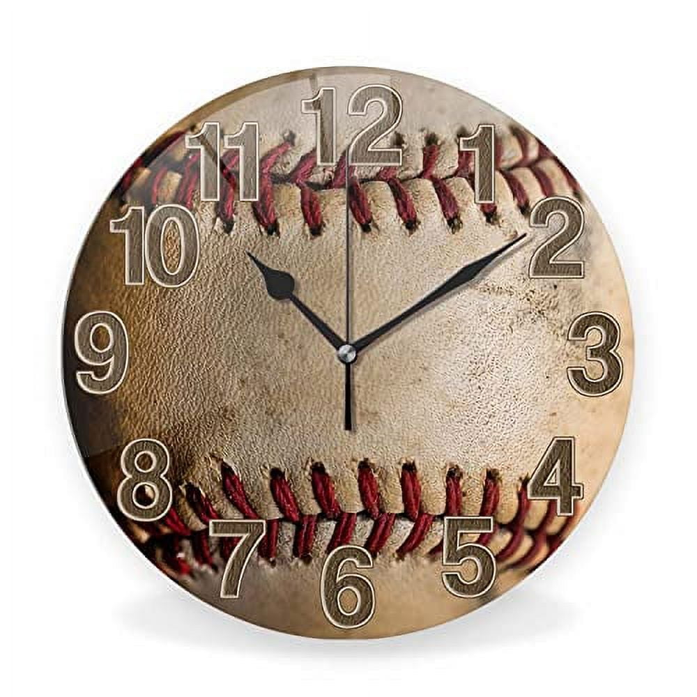 Silent Non-Ticking Sport Theme Wall Clocks, Vintage Baseball Wall Clock ...