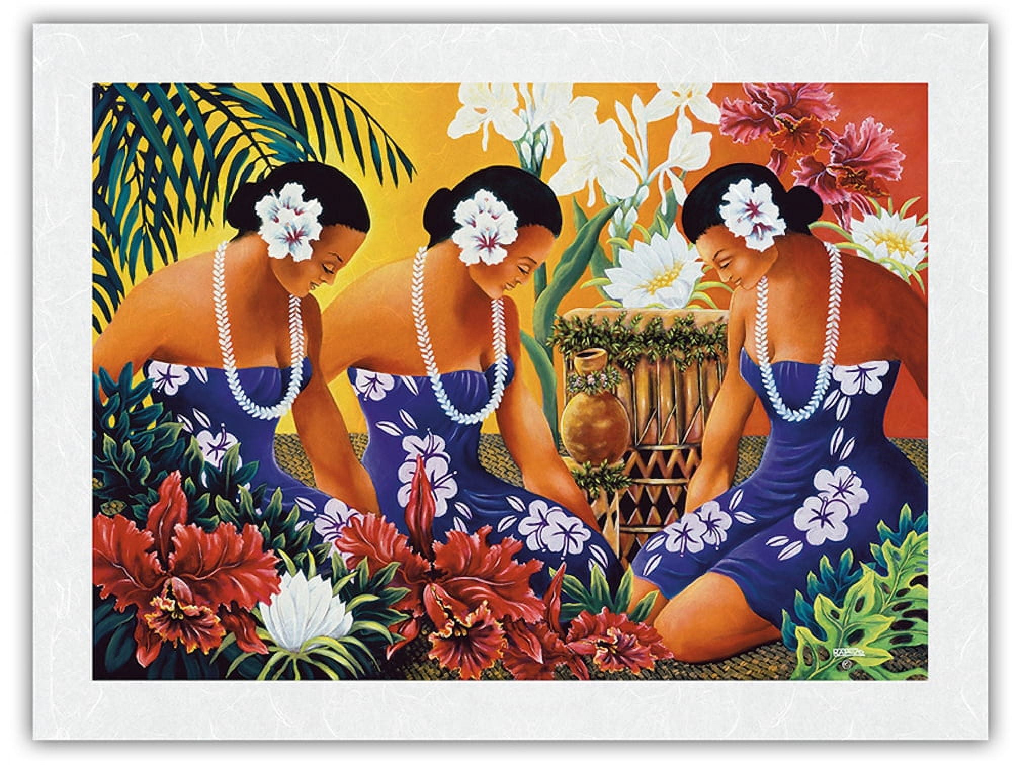 Silent Preparation - Hawaiian Hula Dancers - From an Original Color ...