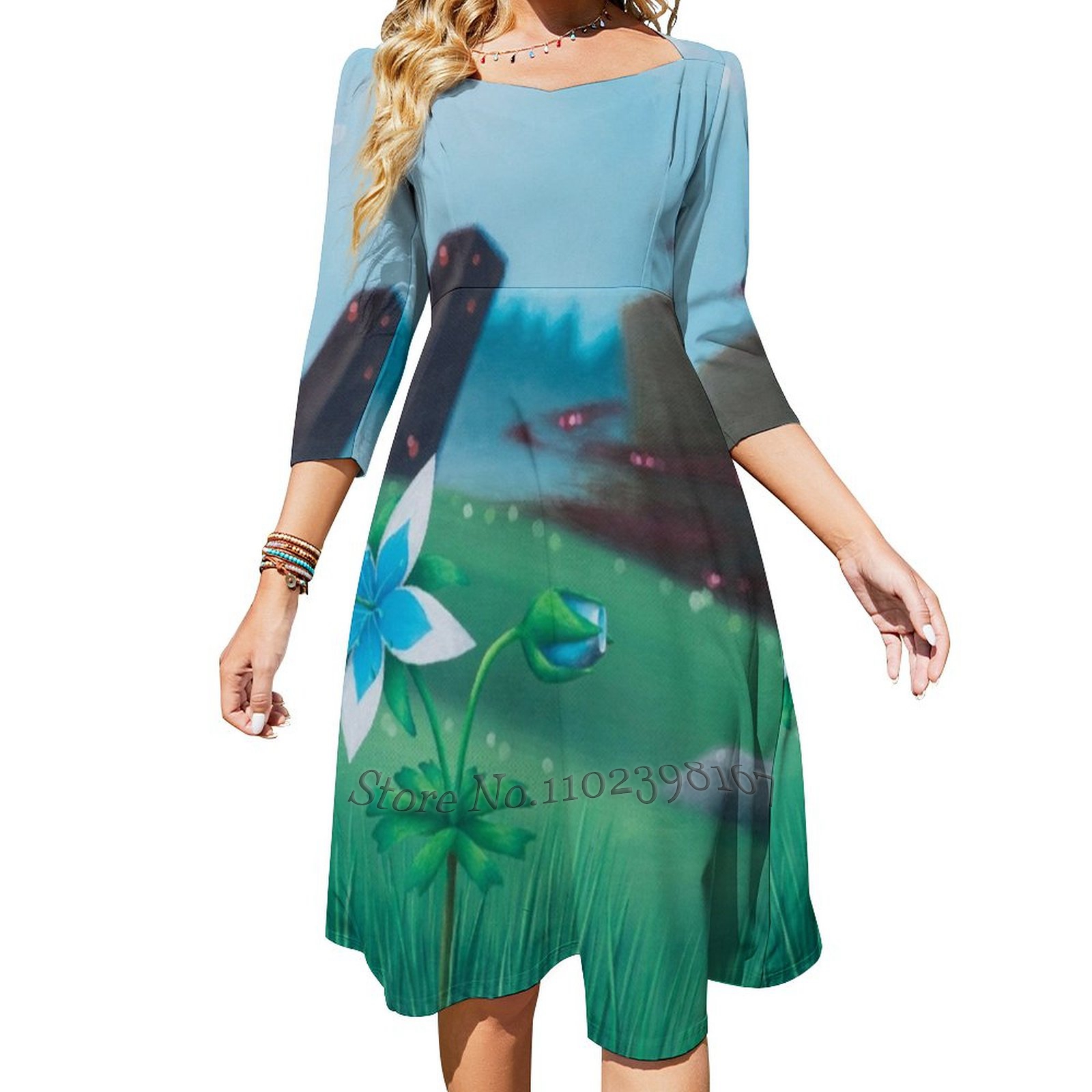 Silent Princess Sweet Elegant Dress Women Korean Kawaii Square Collar ...