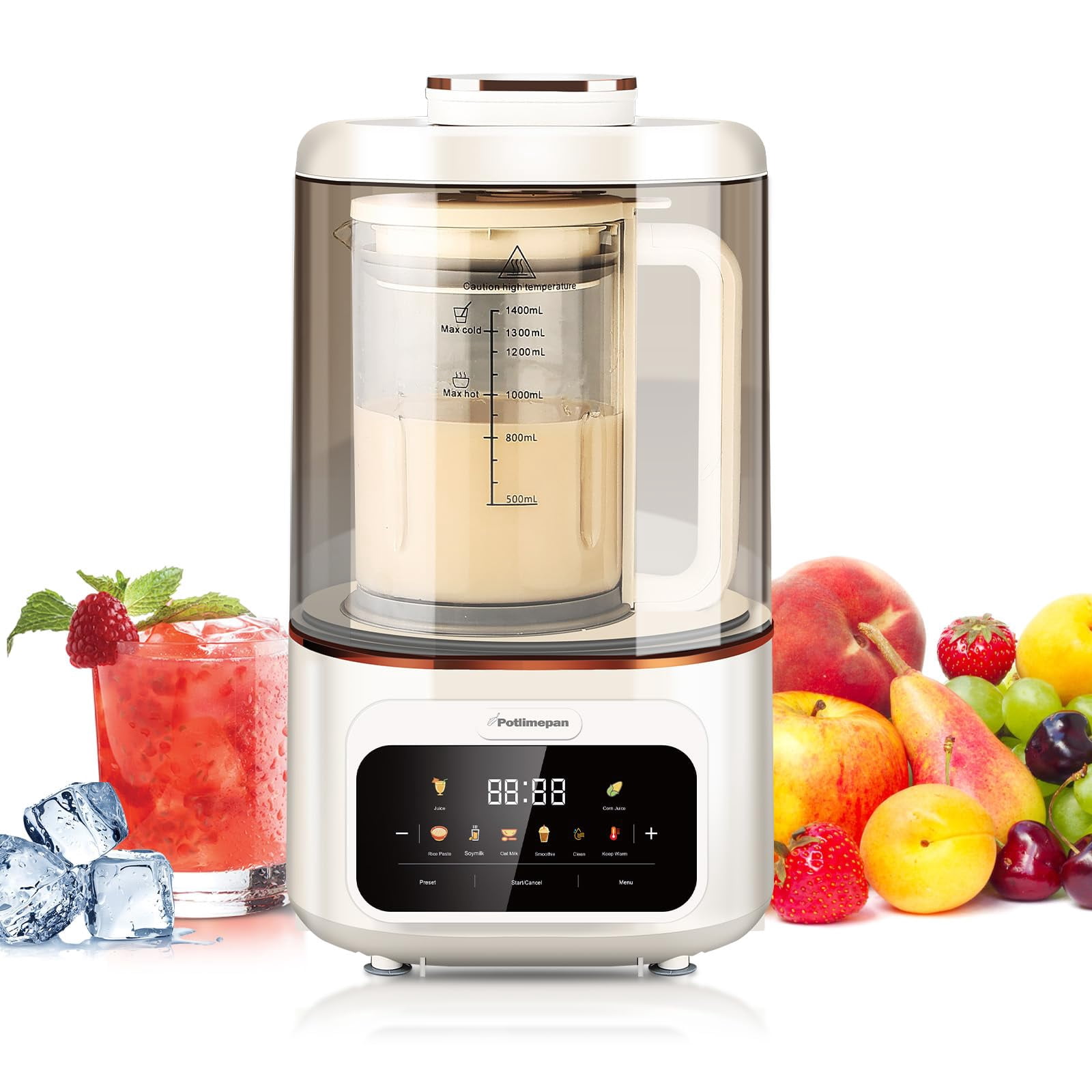 Silent Professional Blender 1.4L - 8 Preset Programs, Quiet Motor, Hot ...